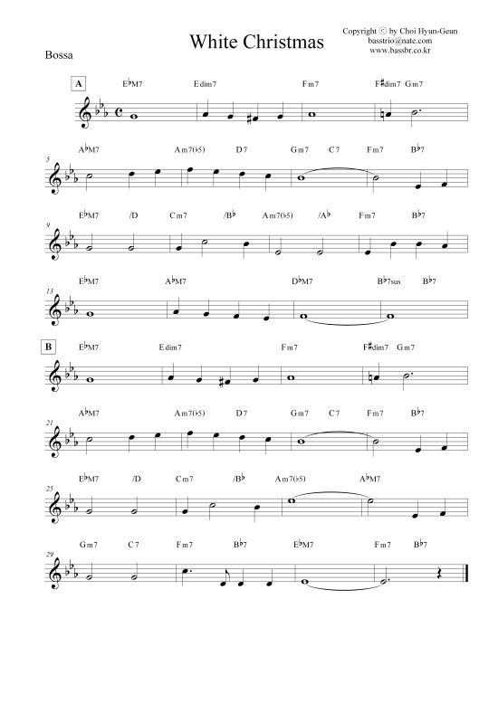 White Christmas 화이트 크리스마스 악보 Jazz Ver 네이버 블로그
