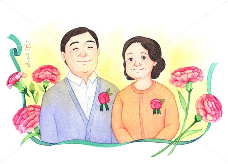 2016년도 약국달력 달수현일러스트달력사보손그림수채화가족카네이션병원 일러스트약국건강봄카네이션일러스트부모님